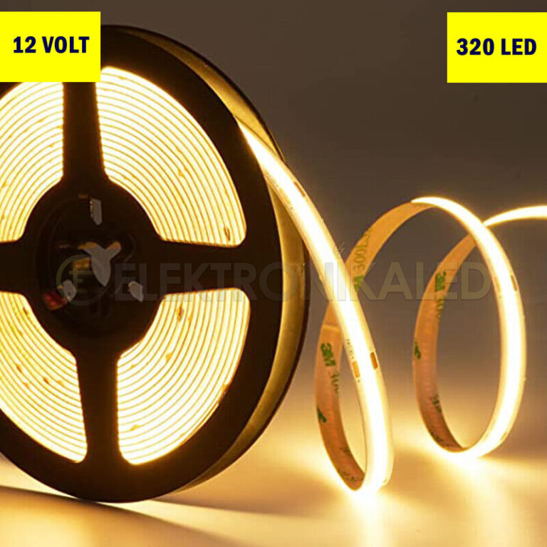 12 Volt 8 mm 320 Ledli Esnek Cob Şerit Gün Işığı İç Mekan 5 Metre ...