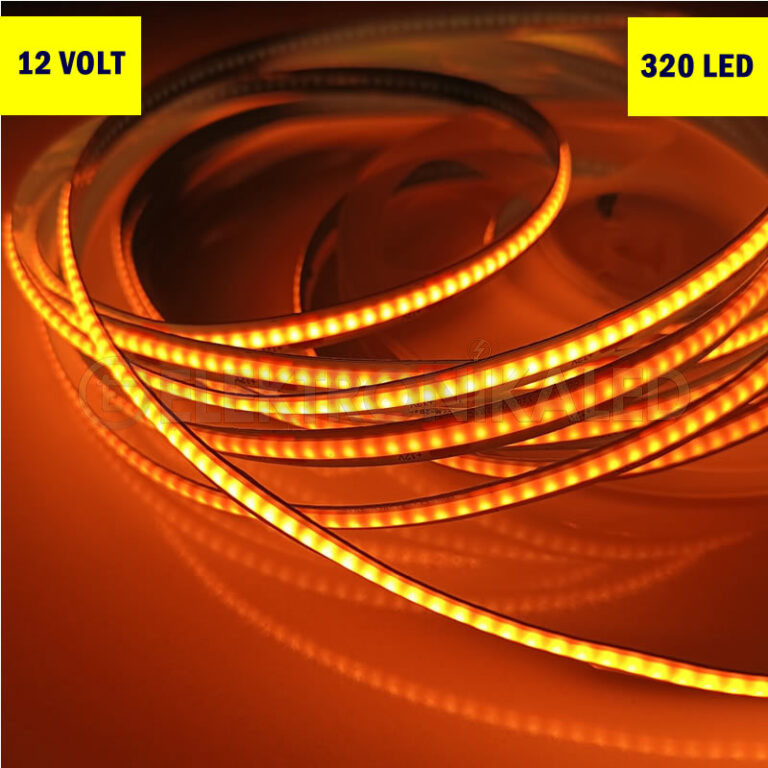 12 Volt 8 mm 320 Ledli Esnek Cob Şerit Sarı İç Mekan 5 Metre ...
