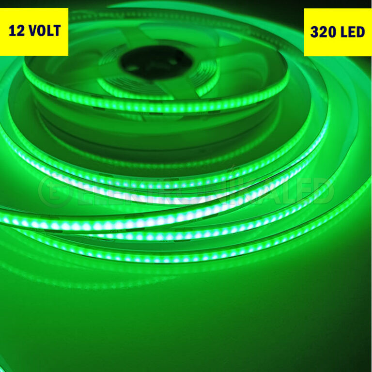 12 Volt 8 mm 320 Ledli Esnek Cob Şerit Yeşil İç Mekan 5 Metre ...